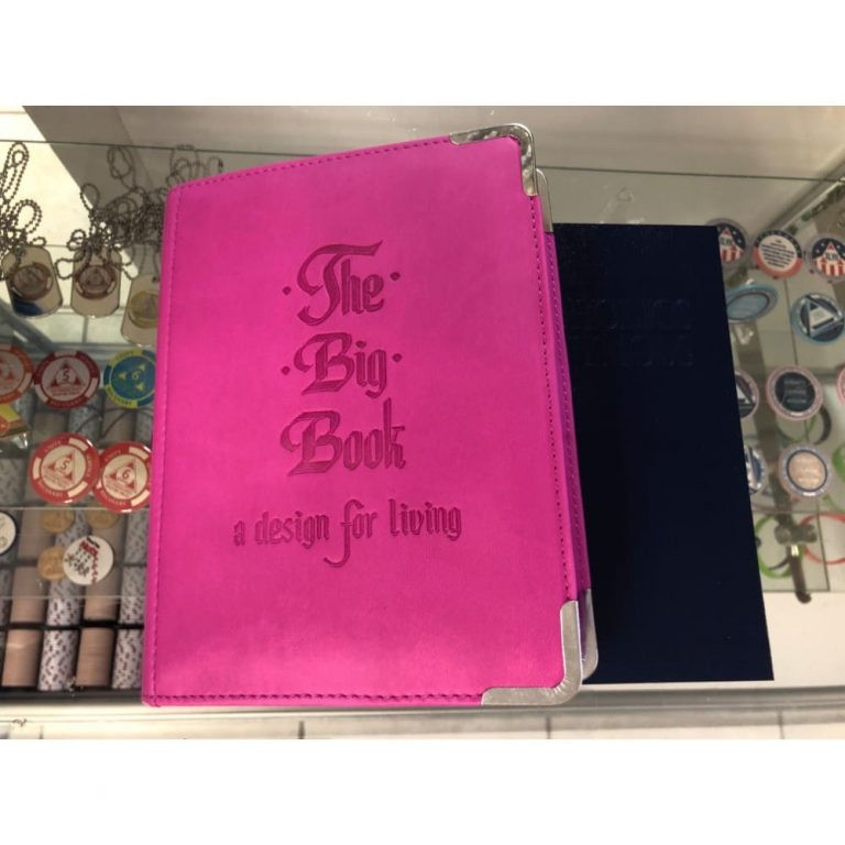 The Big Book - A Design For Living Pink Leather Book Cover - Doing It Sober