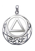 Round Sterling Silver Celtic Knot AA Symbol Pendant- DoingItSober