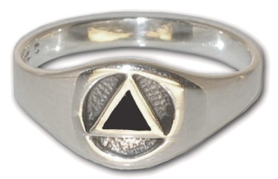 Sterling Silver Taper with Onyx Triangle Ring - Doing It Sober