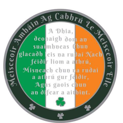 Green Shamrock Recovery Medallion in Years 1-50 Serenity Prayer