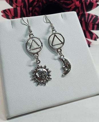 Moon & Stars Dangle Earring - AA - Doing It Sober