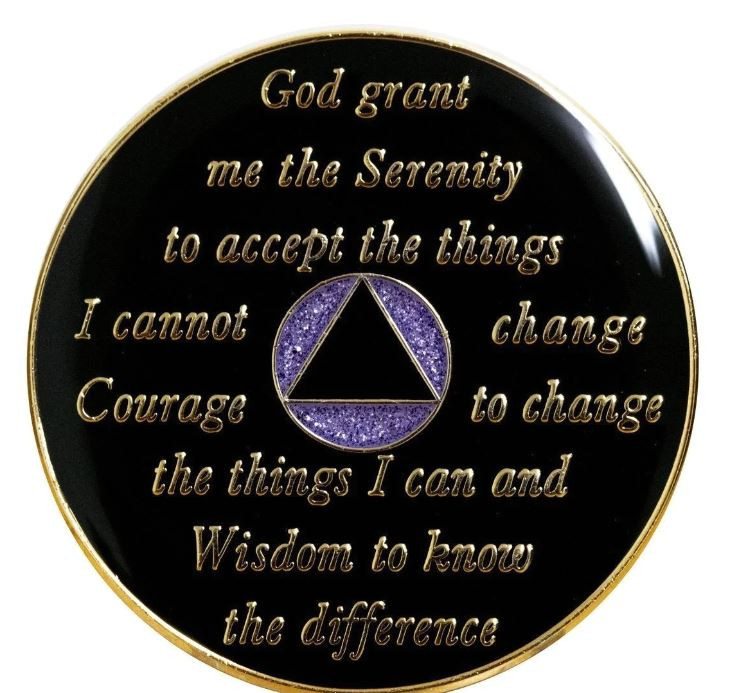 Purple Glitter Tri Plate Medallion AA Anniversary Coin
