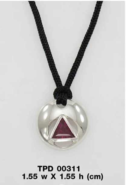 AA Silver Triangle Disc Cord Amethyst Gemstone- Doing It Sober