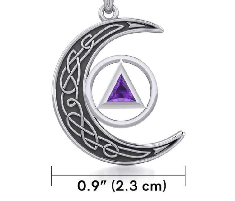 Celtic Crescent Moon AA Recovery Key Pendant - Doing It Sober