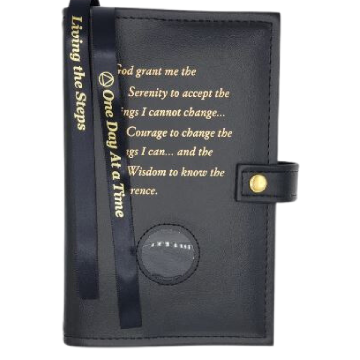 AA Pocket Book Cover w/ Medallion Slot & Serenity Prayer
