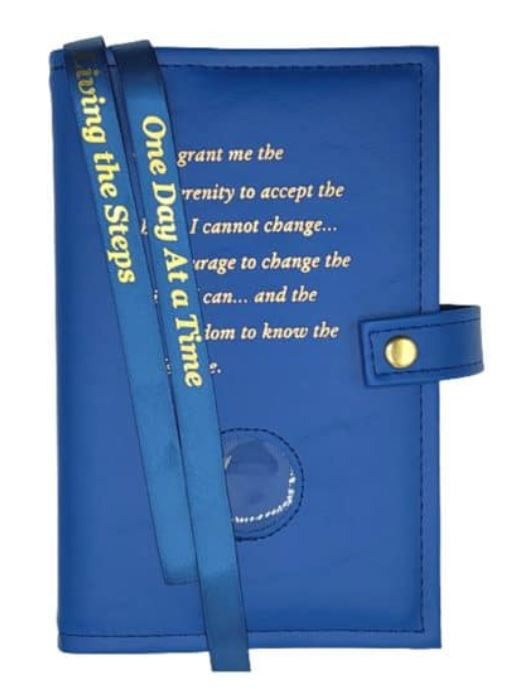 AA Pocket Book Cover w/ Medallion Slot & Serenity Prayer