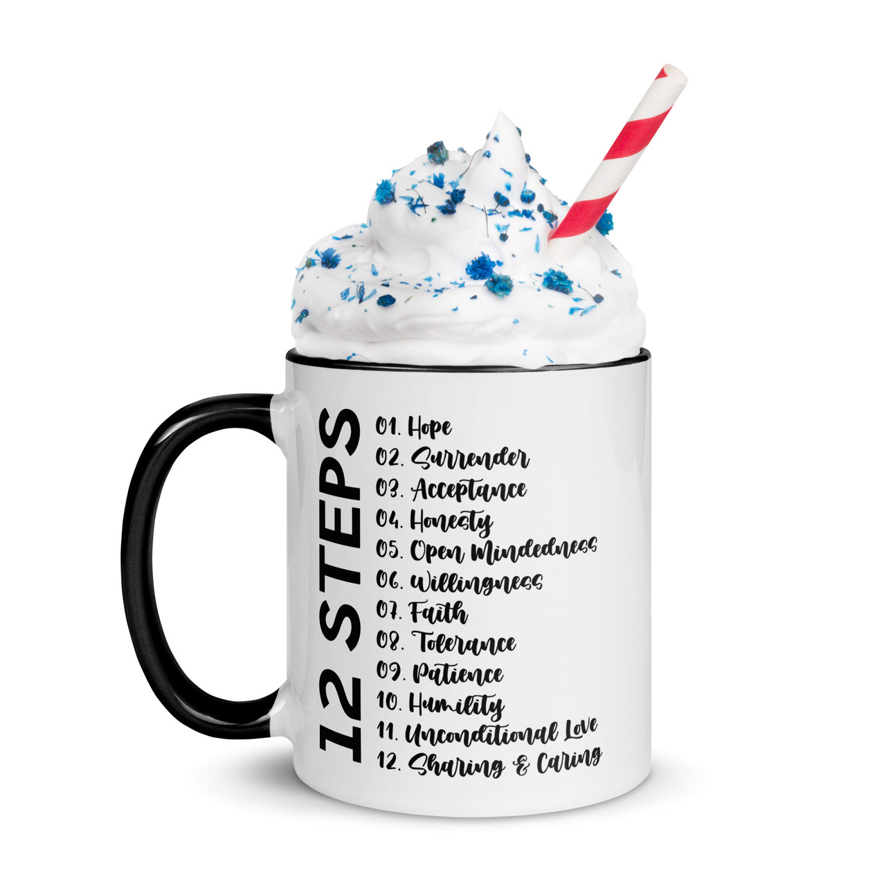 12 Steps Recovery Mug with Black Color Inside - Doing It Sober