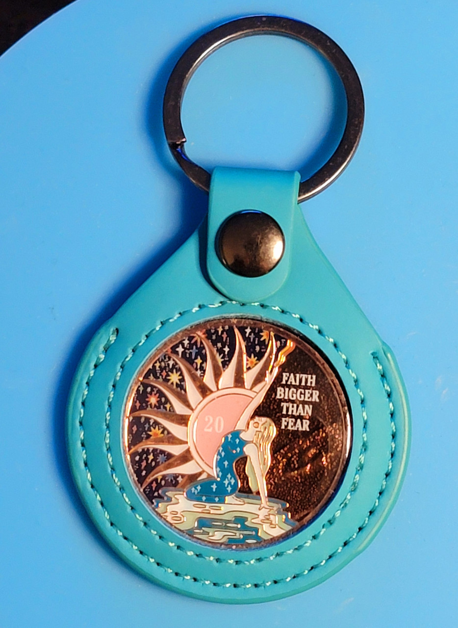 Turquoise Medallion Holder Keychain- Doing It Sober