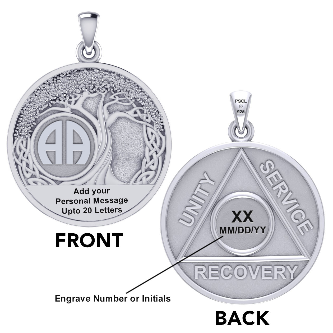 Alcoholics Anonymous Style 14k Gold, Large Recovery Medallion