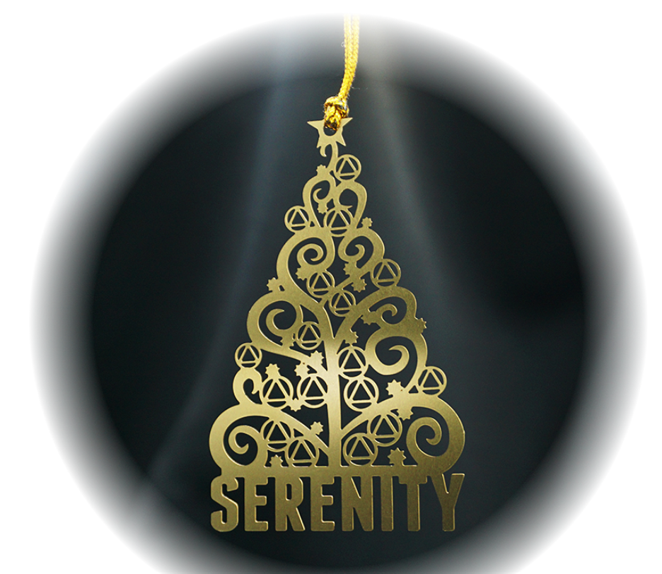 3D Recovery Brass Christmas Tree Ornament- DoingItSober