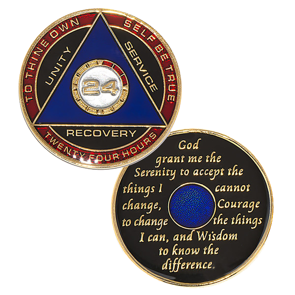 AA 24 Hour Blue Medallion AA Anniversary Coin - Doing It Sober
