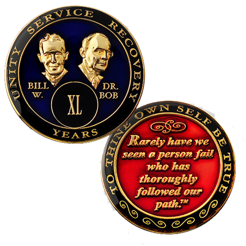 Bill & Bob Blue Medallion (Yrs 1-55) AA Anniversary Coin