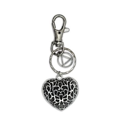 Alcoholics Anonymous Recovery Heart Clip Keychain-Doing It Sober
