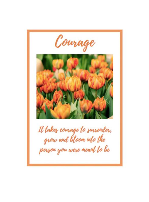 Courage, Flower Orange Recovery Greeting Card - Doing It Sober