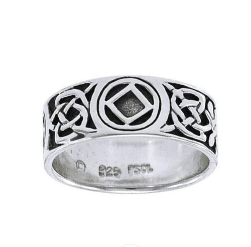 NA Recovery Symbol Ring Sterling Silver Band-DoingItSober