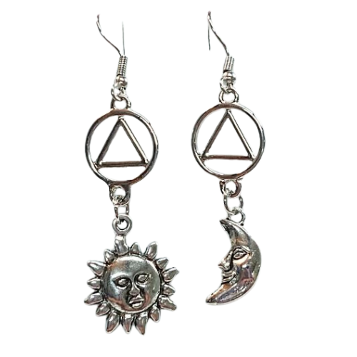 Moon & Stars Dangle Earring - AA - Doing It Sober