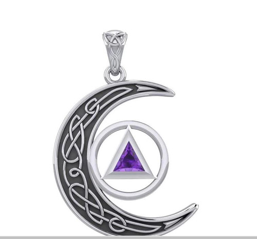 Celtic Crescent Moon AA Recovery Key Pendant - Doing It Sober