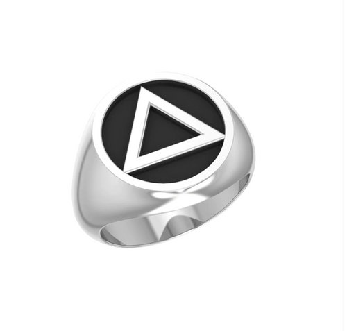 Sterling Silver Taper with Onyx Triangle Ring - Doing It Sober