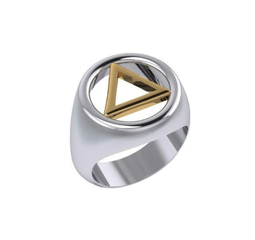 AA Recovery Silver with 14K Gold Accent Ring