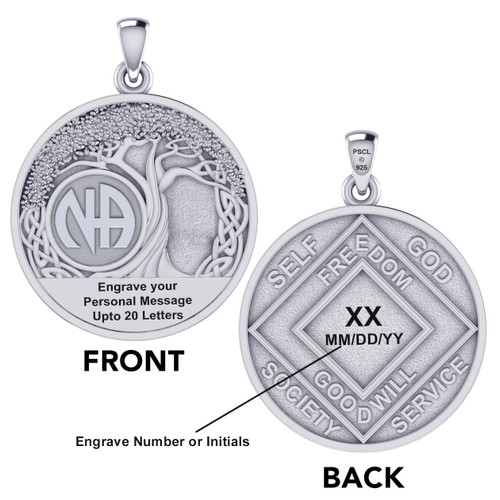 Narcotics Anonymous Style .925 Silver, Large Recovery Medallion