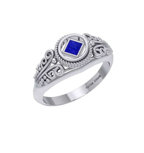 Ornamental NA Recovery Symbol Sterling Silver Ring