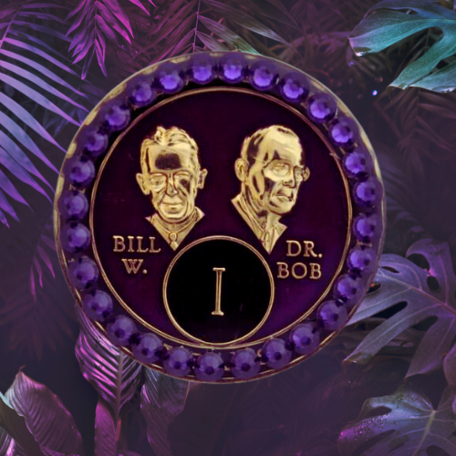 Crystallized Bill & Bob Purple Anniversary Medallion AA Coin