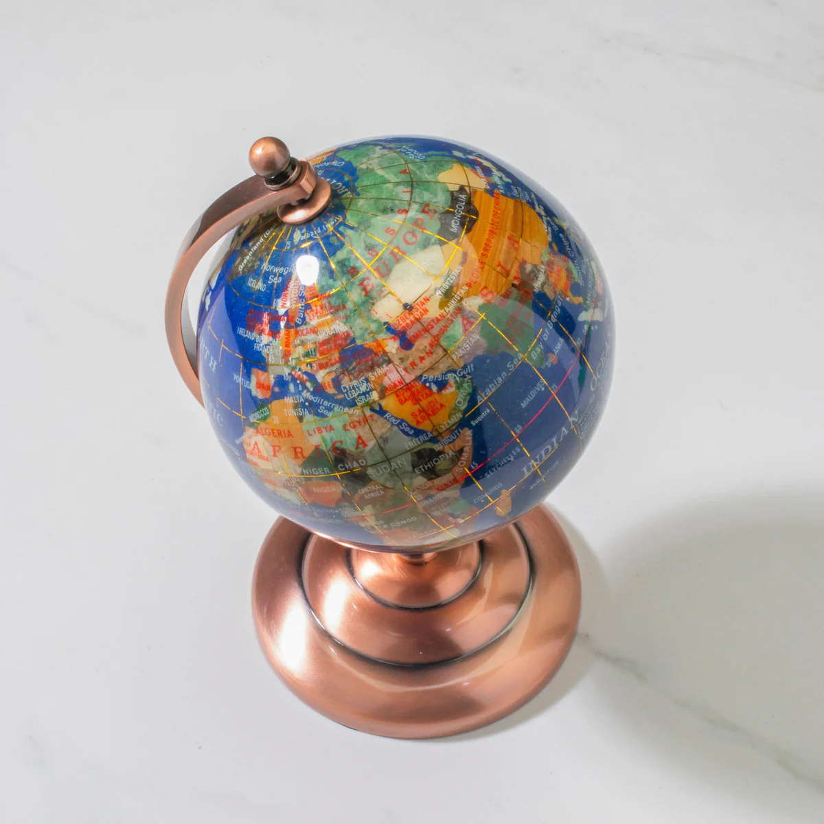 Gemstone Globe with Lapis Ocean
