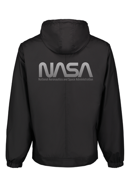 NASA Worm Logo - Vintage Hooded Rain Jacket/Windbreaker Foil Printed