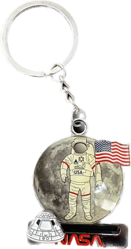 NASA Worm Logo - First Man on the Moon Keychain