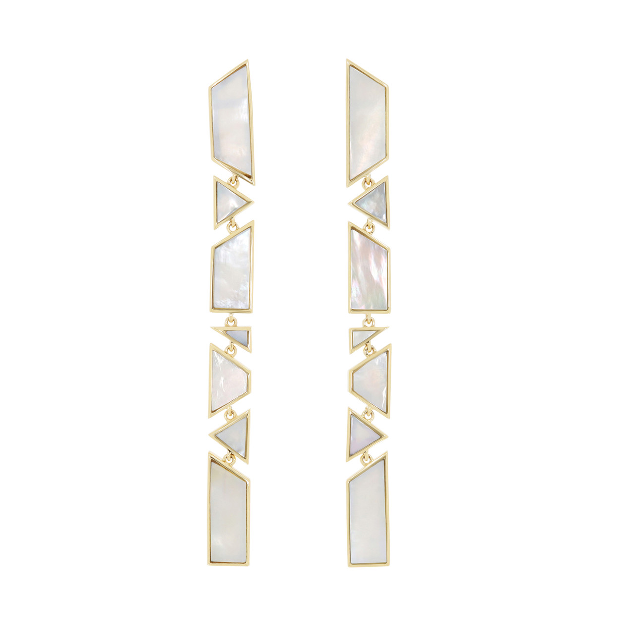 Tesserae Pearl Inlay Long Drop Earrings - Tomfoolery London