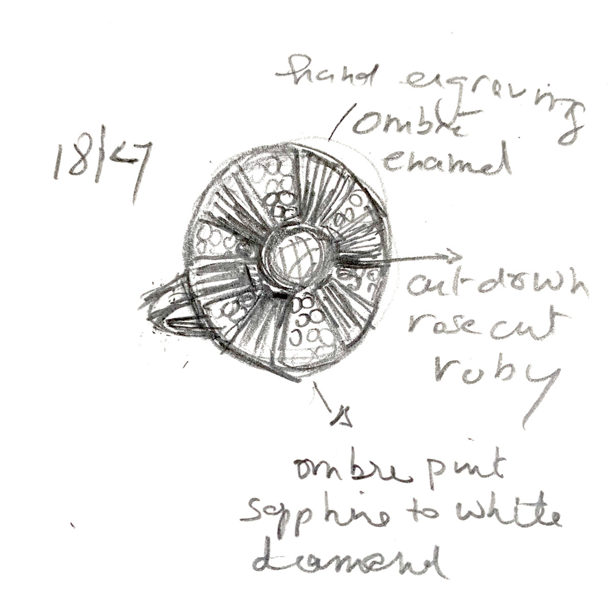 Ruby Diamond Pinwheel Art Ring - Tomfoolery London