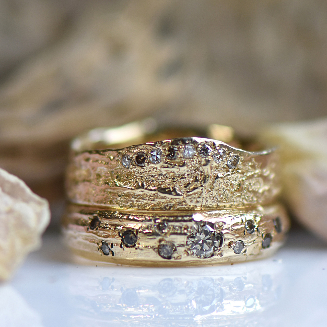 Wide London Plane Diamond Halo Ring - Tomfoolery London