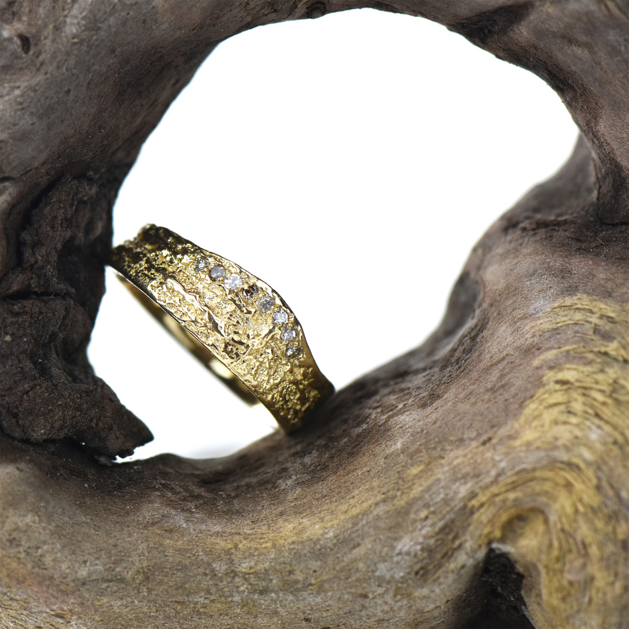 Wide London Plane Diamond Halo Ring - Tomfoolery London