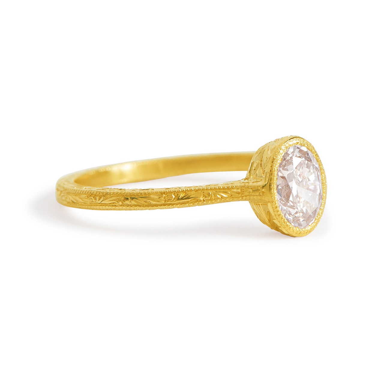 One-Of-A-Kind Engraved Oval Cathedral Ring - Tomfoolery London