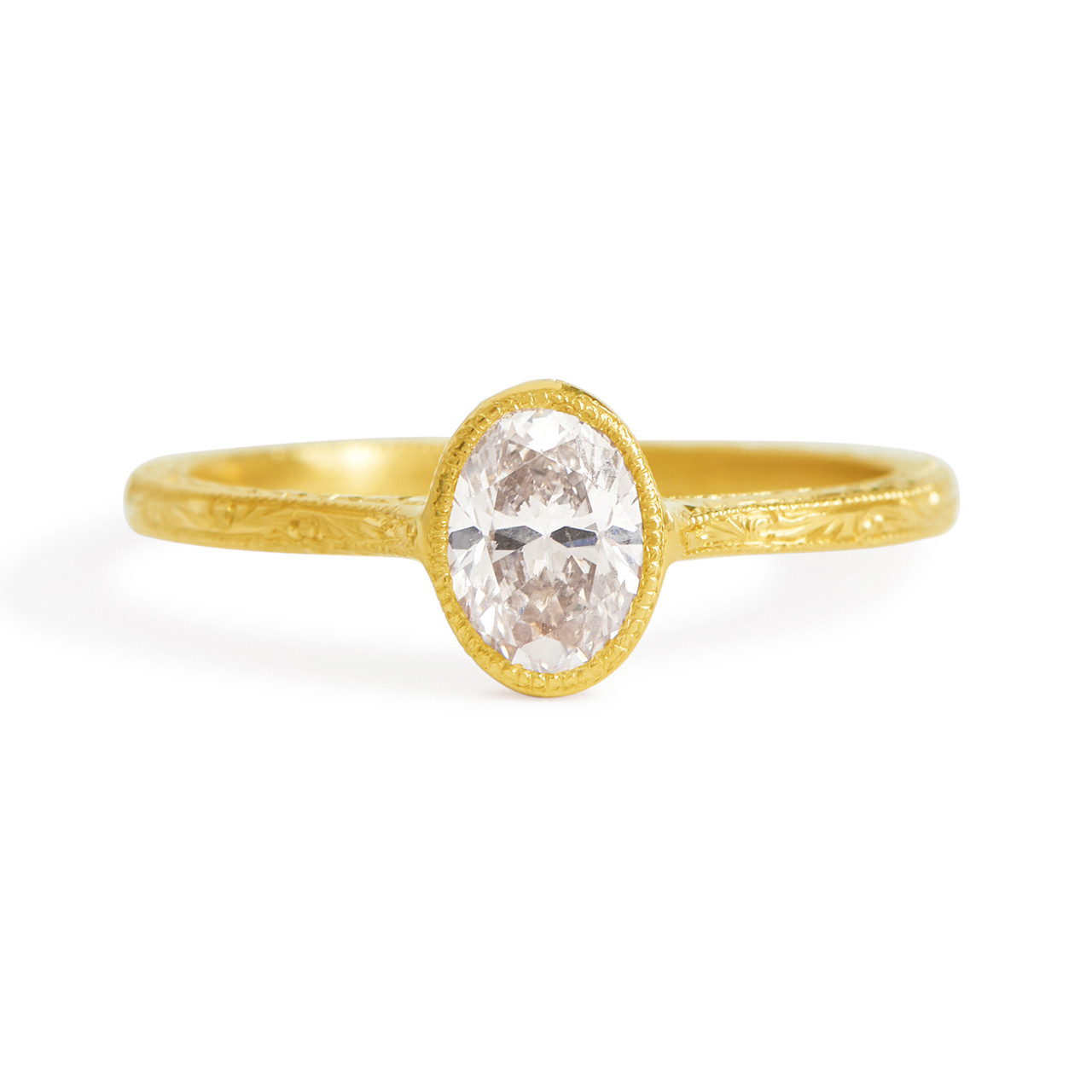 One-Of-A-Kind Engraved Oval Cathedral Ring - Tomfoolery London