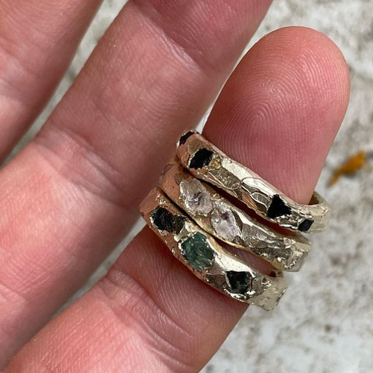 Gold Peti Green Sapphire Scatter Band - Tomfoolery London