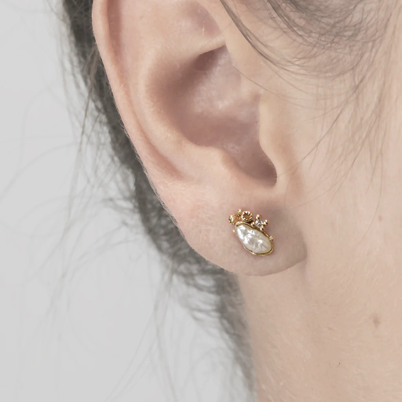 Rice Pearl Encrusted Studs with Barnacles - Tomfoolery London