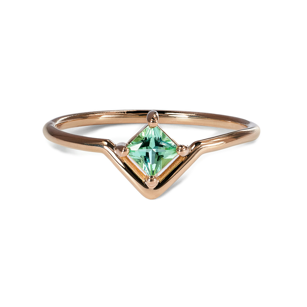 Medium Princess Cut Seafoam Tourmaline Ring Tomfoolery London