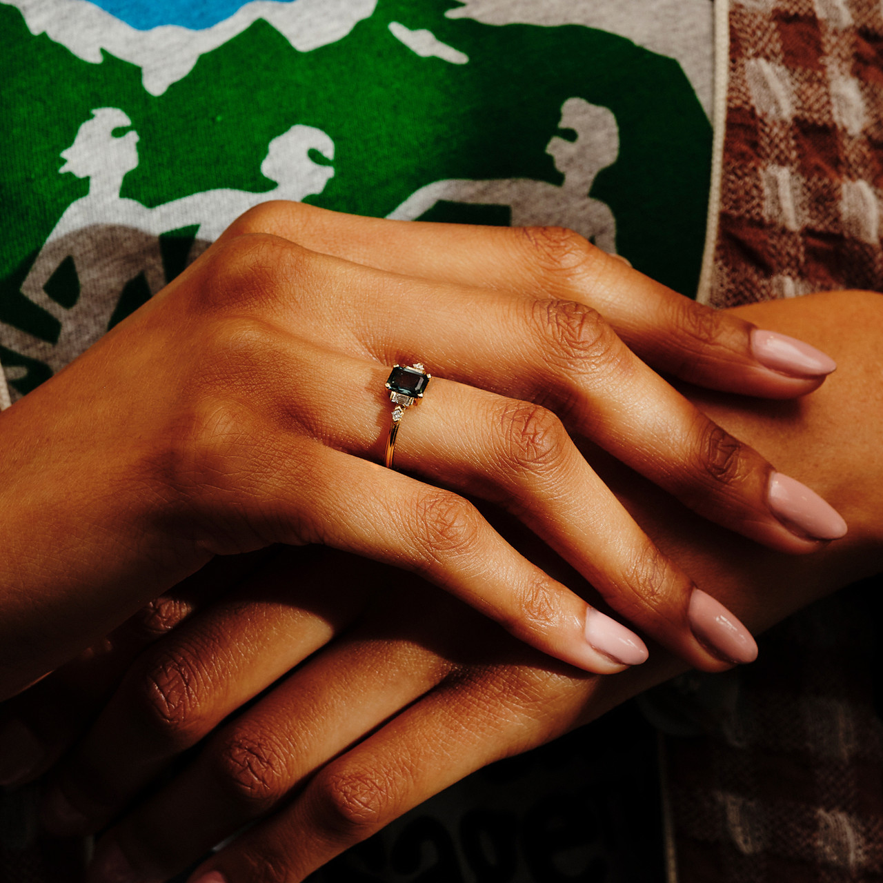 Empire Green Sapphire Five Stone Ring - Tomfoolery London