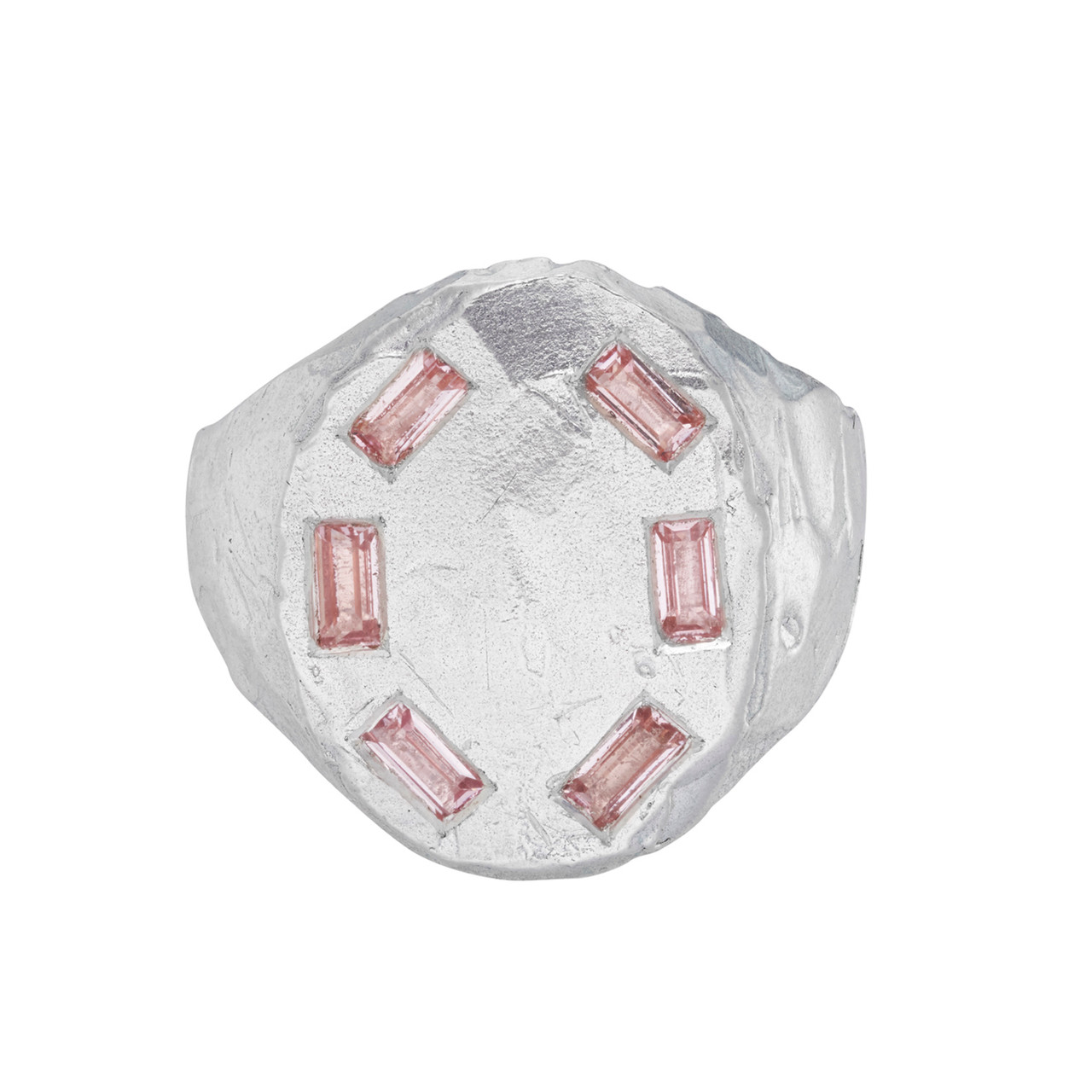 tf Exclusive Halo Peach Sapphire Signet Ring - Tomfoolery London