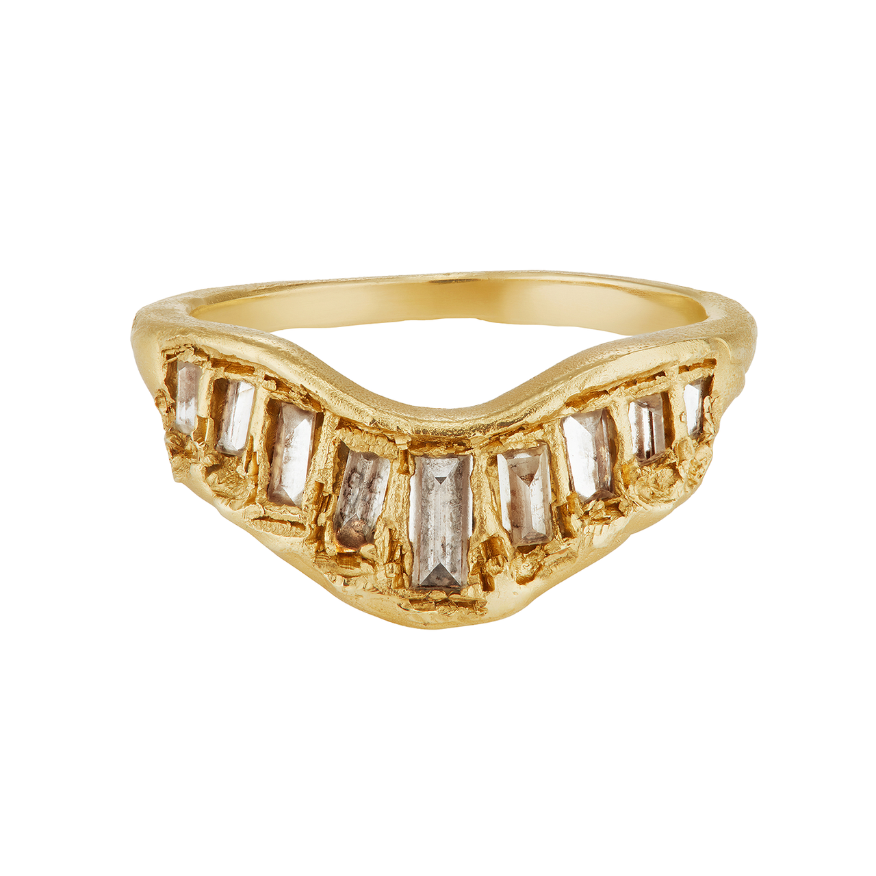 LX Soft White Diamond V Shape Scatter Ring - Tomfoolery London