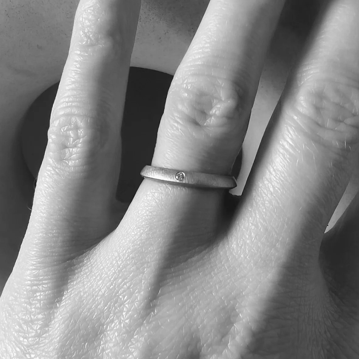 3mm Signature Tapered Ring with Diamond - Tomfoolery London