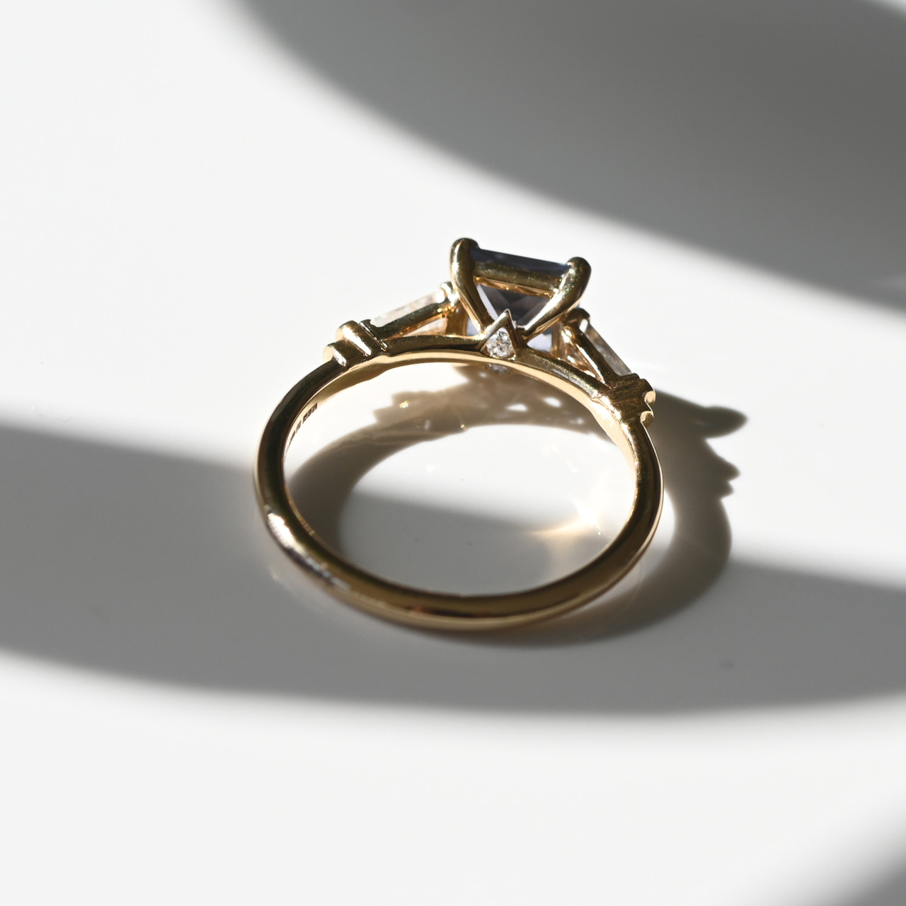 Adelphi Square Cut Blue Sapphire & Diamond Ring - Tomfoolery London