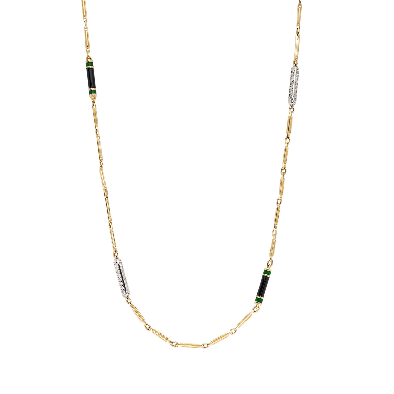 Enamel & White Diamond Chain Necklace - Tomfoolery London