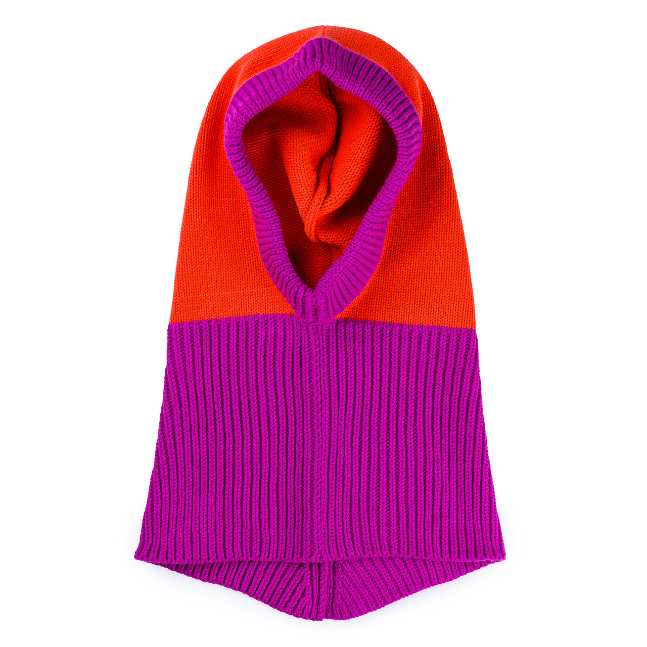 Colour Block Knit Hood in Poppy Magenta - Tomfoolery London