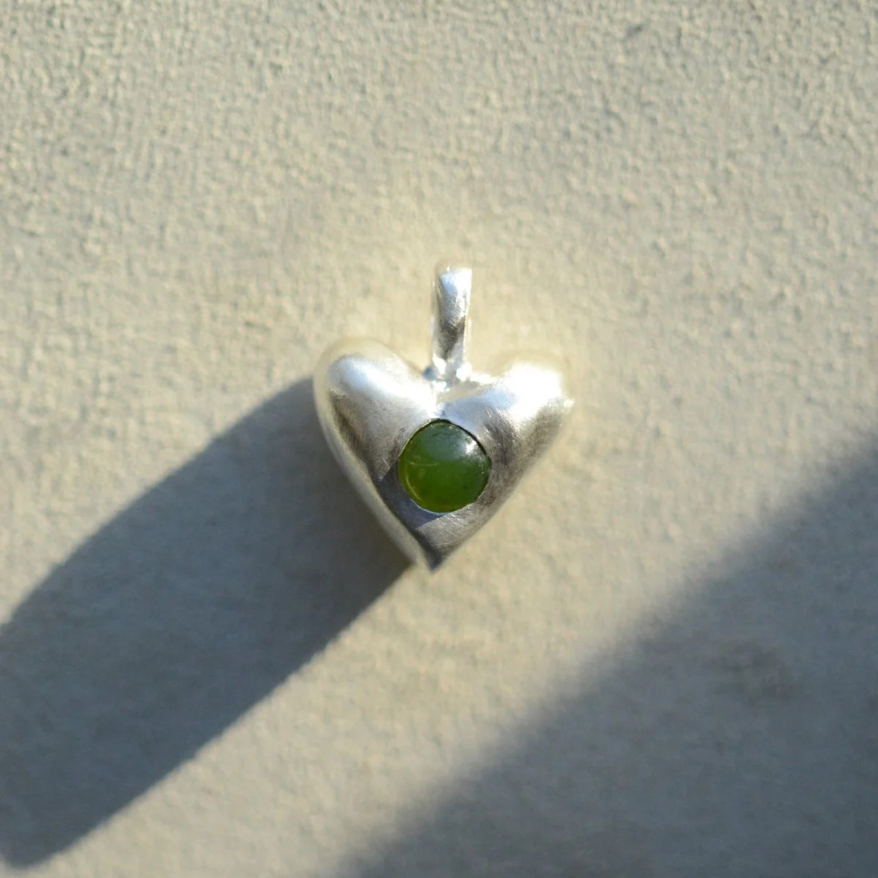 American Folk Heart Pendant with Jade - Tomfoolery London