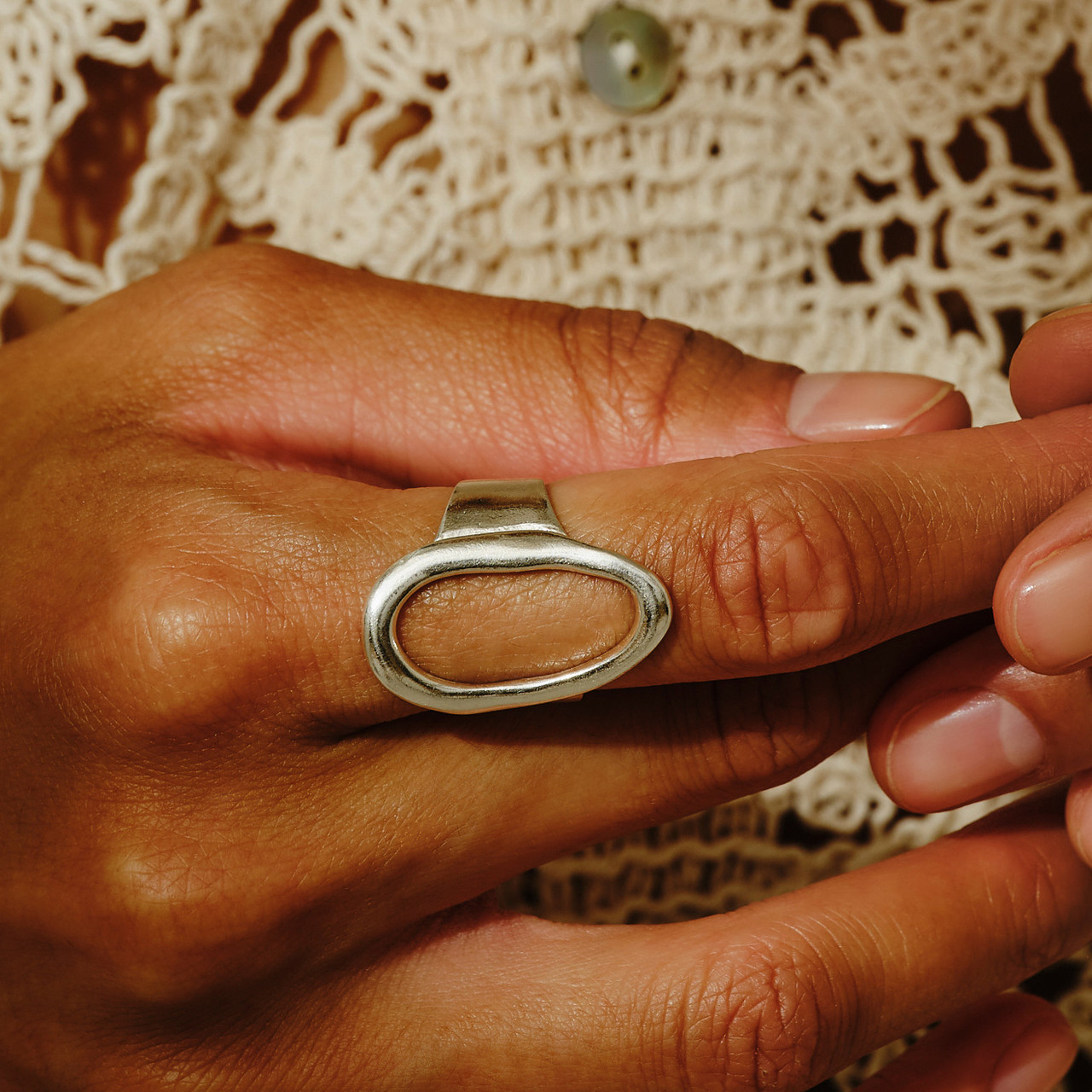 Sterling silver oval ring store