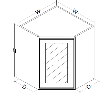 Wall Diagonal Corner Glass Door Cabinet | Premium Choice Cabinetry, SC