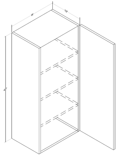 Frameless Wall Cabinet - 42" High