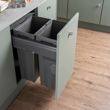Caple SB5006202 Side Mounted 74L Duo Pull Out Bin - Kitchen Bins